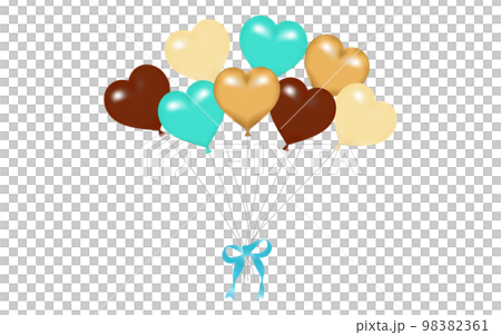 8 heart balloons light blue brown gold white - Stock Illustration ...