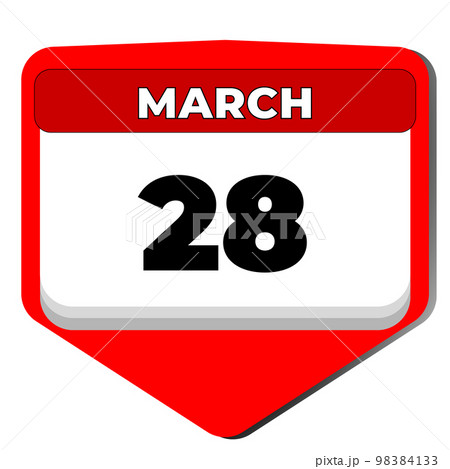 28 March vector icon calendar day. 28 date of...のイラスト素材 [98384133] - PIXTA