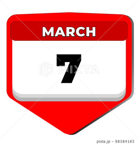 7 March vector icon calendar day. 7 date of...のイラスト素材 [98384165] - PIXTA