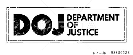 DOJ - Department of Justice acronym text stamp,...のイラスト素材 [98386528 ...