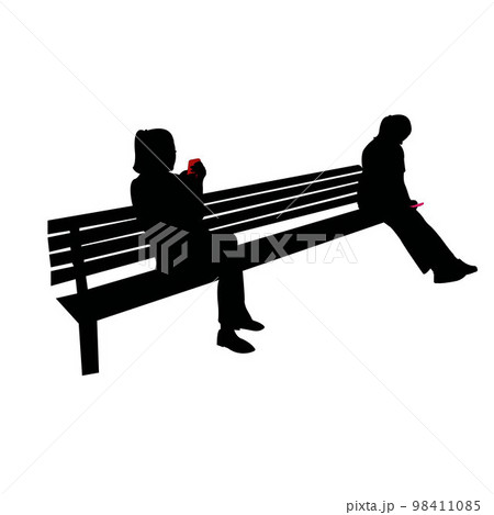 people sitting on bank, silhouette vectorのイラスト素材 [98411085] - PIXTA