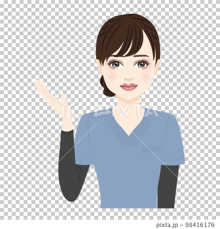 Illustration of a woman wearing a blue scrub to... - Stock Illustration ...