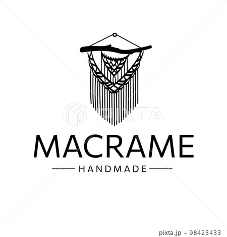Macrame logo, Hand made. Knitting in boho style...のイラスト素材 [98423433 ...