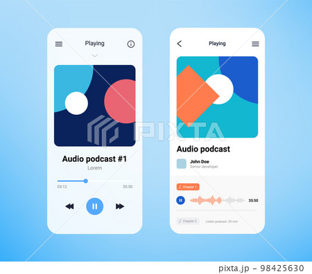 Music podcast player app template interface....のイラスト素材 [98425630] - PIXTA