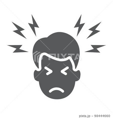Headache glyph icon, body and pain, head pain...のイラスト素材 [98444660] - PIXTA