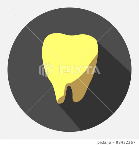 Icon of a yellow tooth on a dark background.のイラスト素材 [98452267] - PIXTA