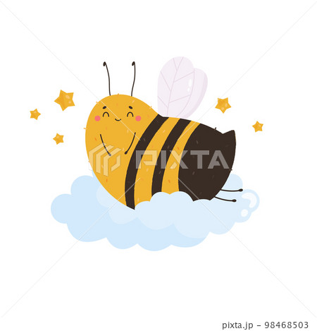 Vector illustration of a cute funny bee...のイラスト素材 [98468503] - PIXTA