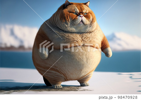 lazy ultra fat cat illustration generative aiのイラスト素材 [98470928] - PIXTA