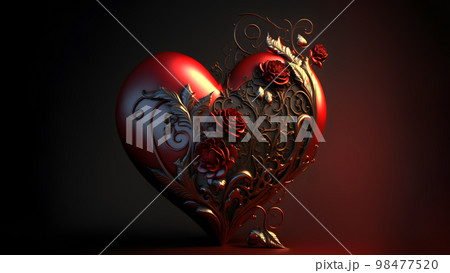 dark valentines day ornate fantasy heart...のイラスト素材 [98477520] - PIXTA