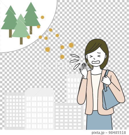 A woman sneezing due to hay fever allergies - Stock Illustration ...