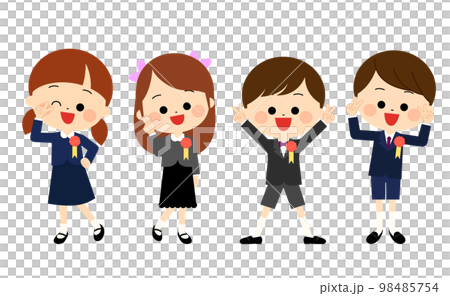 New first grade children posing with a smile - Stock Illustration ...