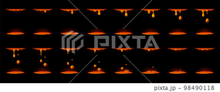 Falling liquid lava drops animation sprite sheetのイラスト素材 [98490118] - PIXTA