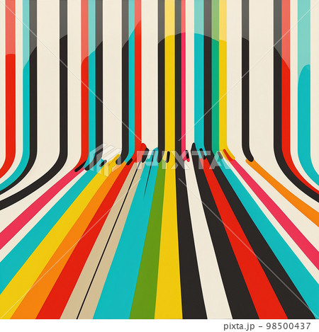 Artistic abstract artwork bright stripe pattern...のイラスト素材 [98500437 ...