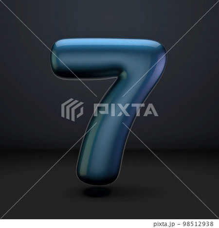 Dark blue shiny font Number 7 SEVEN 3Dのイラスト素材 [98512938] - PIXTA