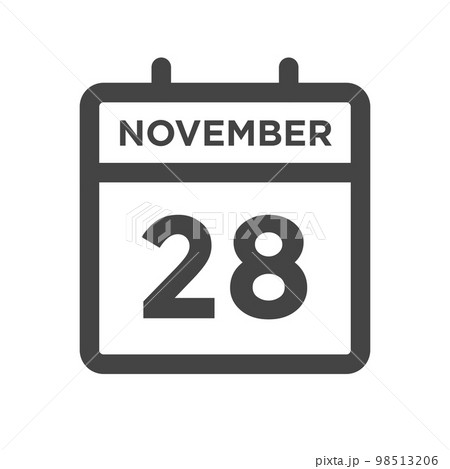 November 28 Calendar Day or Calender Date for...のイラスト素材 [98513206] - PIXTA