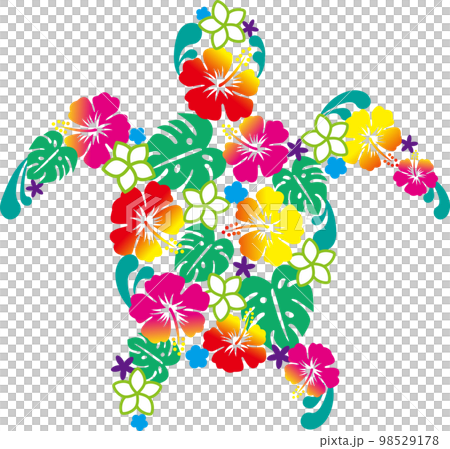 Honu made of tropical plants - Stock Illustration [98529178] - PIXTA