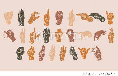 American Sign Language Alphabet. 26 letters of...のイラスト素材 [98538257] - PIXTA