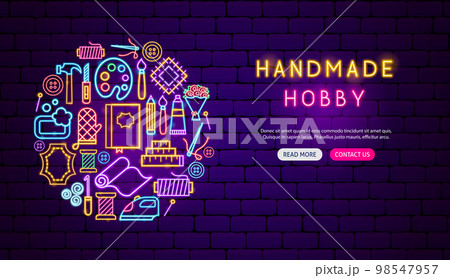 Handmade Hobby Neon Banner Designのイラスト素材 [98547957] - PIXTA