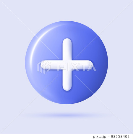 3d medical plus sign icon. First aid. Realistic...のイラスト素材 [98558402 ...