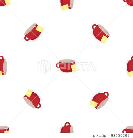 Flu hot tea cup pattern seamless background...のイラスト素材 [98559295] - PIXTA