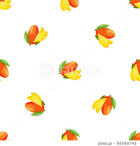 Large mango pattern seamless background texture...のイラスト素材 [98560748 ...