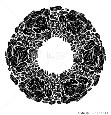 Vector round frame of monochrome broken stones...のイラスト素材 [98563814] - PIXTA