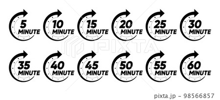 10, 15, 20, 25, 30, 35, 40, 45, 50 min. Timer,...のイラスト素材 [98566857] - PIXTA