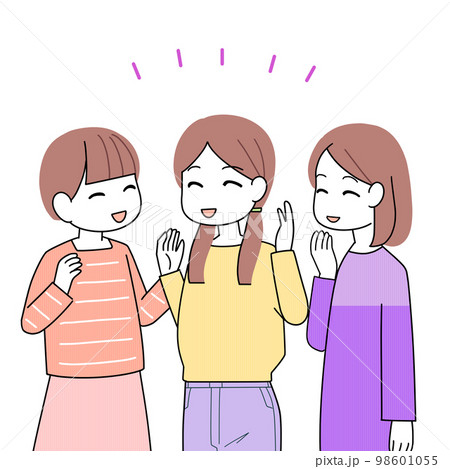 友達と会話する女子たちのイラスト素材 98601055 Pixta 3783