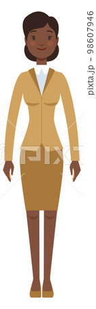 Black female character front view. Cartoon womanのイラスト素材 [98607946] - PIXTA