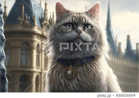 French cat in paris illustration generative aiのイラスト素材 [98608004] - PIXTA