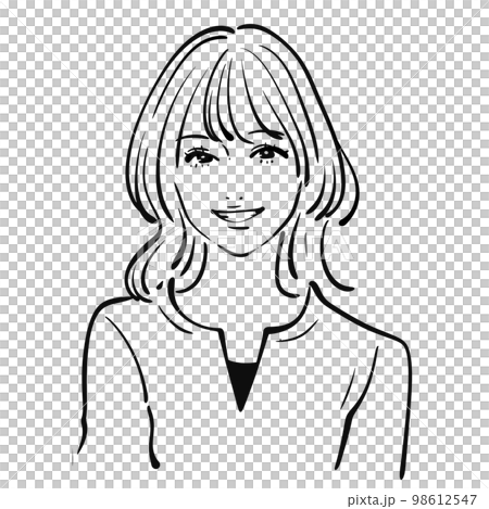 Monochrome line drawing illustration of a woman - Stock Illustration ...