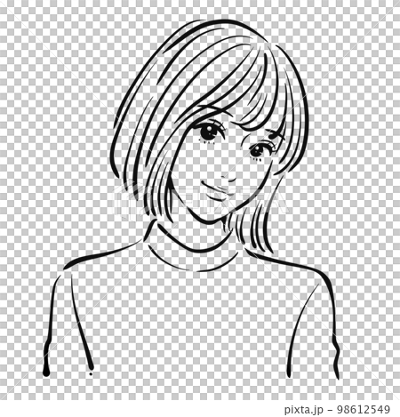 Monochrome line drawing illustration of a woman - Stock Illustration ...