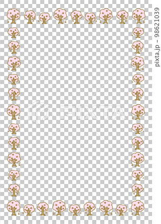 Cherry blossom tree frame color vertical - Stock Illustration [98621039 ...