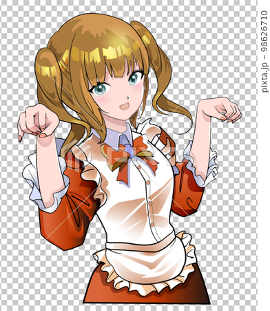 Moe character with cat pose - blond hair - Stock Illustration [98626710 ...