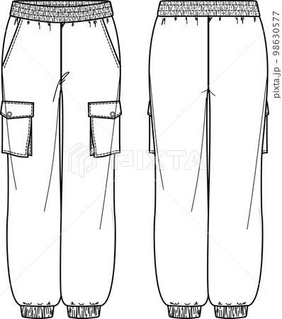 Vector woman fleece jogger technical drawing,...のイラスト素材 [98630577] - PIXTA