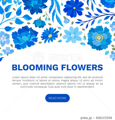 Blue Flowers Banner Design with Blooming Flora...のイラスト素材 [98635898] - PIXTA