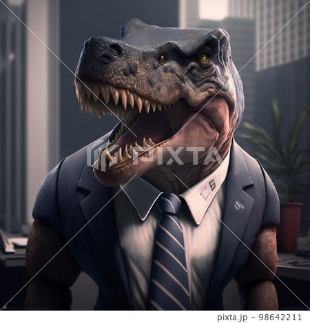 Angry chief dinosaur in suit. Generative Aiのイラスト素材 [98642211] - PIXTA
