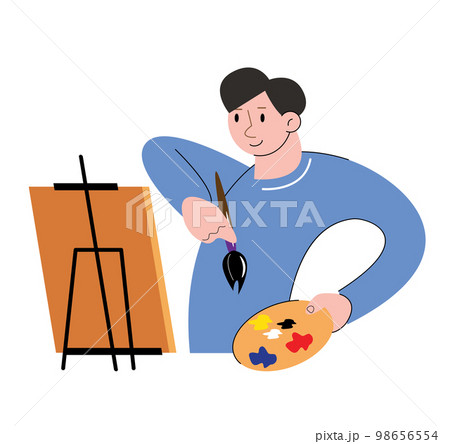 character people painting vector illustrationのイラスト素材 [98656554] - PIXTA