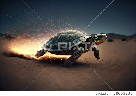Turtle running at lightspeed illustration...のイラスト素材 [98665230] - PIXTA