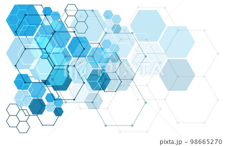 Abstract blue line hexagon light technology...のイラスト素材 [98665270] - PIXTA