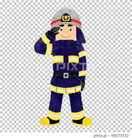 A firefighter wearing a navy blue fire suit... - Stock Illustration ...