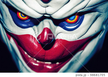 Evil clown close-up portrait. Scary clown...のイラスト素材 [98681705] - PIXTA