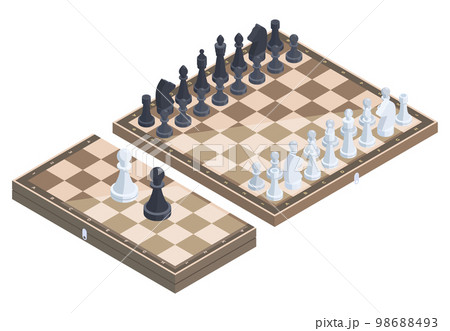 Isometric chess board game. Chess pieces, king,...のイラスト素材 [98688493 ...