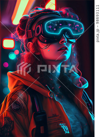 man inside virtual metaverseのイラスト素材 [98693111] - PIXTA