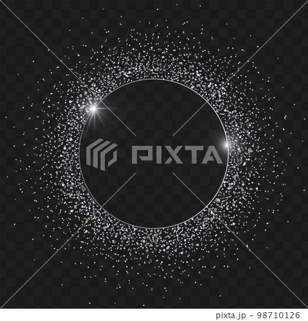 Silver glitter circle frame with particlesのイラスト素材 [98710126] - PIXTA