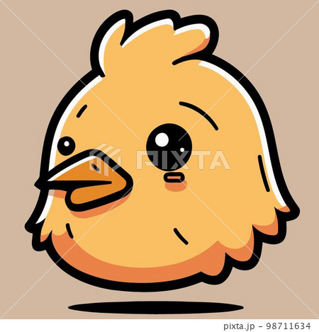 cute chicken bird animal head hen seen from the...のイラスト素材 [98711634 ...