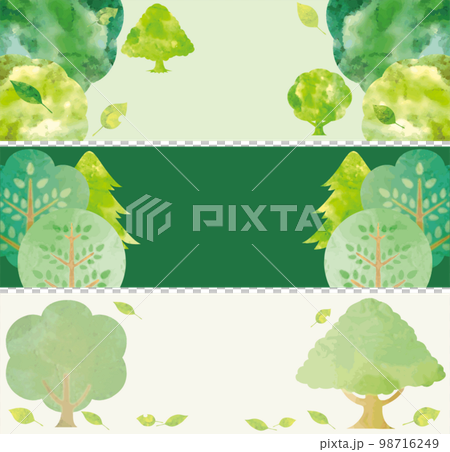 Banner frame summer tree forest green leaf... - Stock Illustration ...