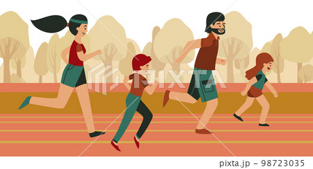 Family Running Track Compositionのイラスト素材 [98723035] - PIXTA