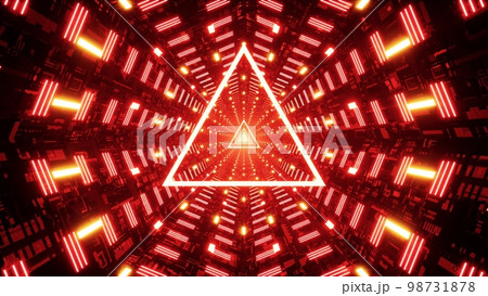 Glowing Red Triangle Light in the Space Tunnel...のイラスト素材 [98731878] - PIXTA