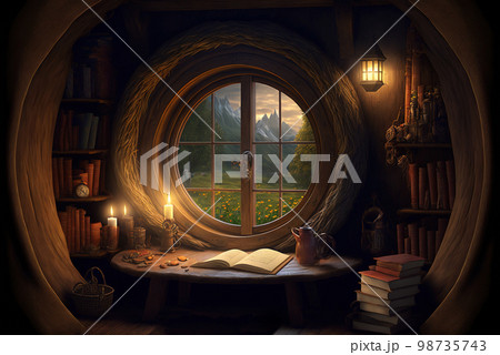 Hobbit House Library Interior
